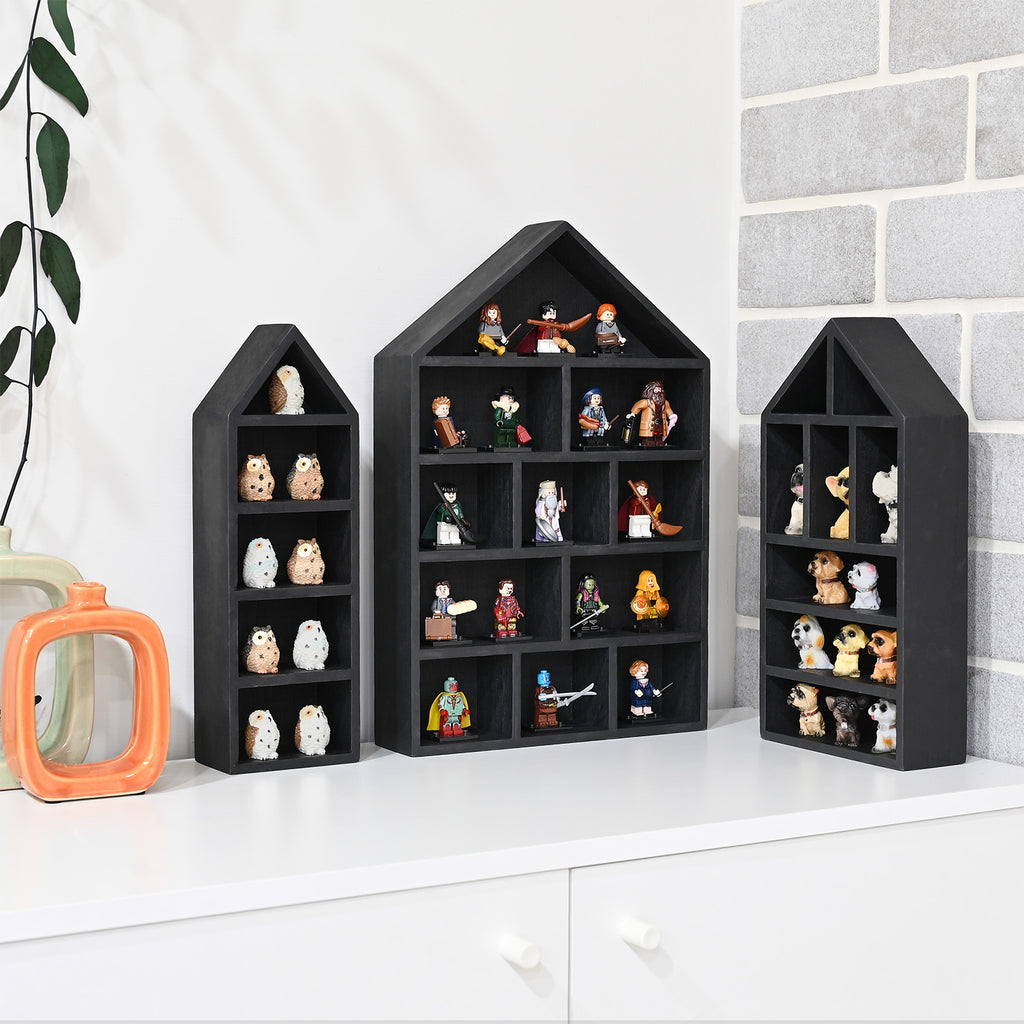 Ikee Design® House-Shaped Wooden Shadow Cubby Box Display Shelf,3 sets