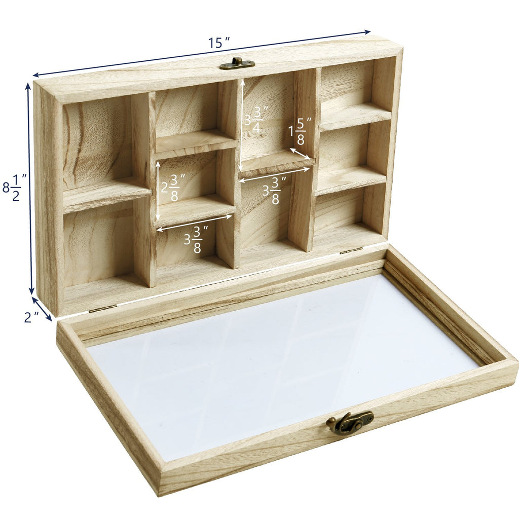 Ikee Design® Wall Mounted Wooden Display Case with Tempered Glass Door