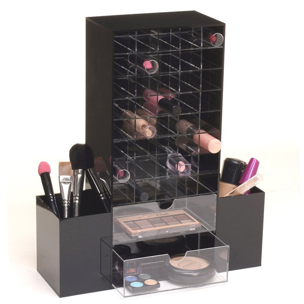 IKEE DESIGN®: Black Acrylic Makeup Organizer Lipstick Tower - Ikee Design