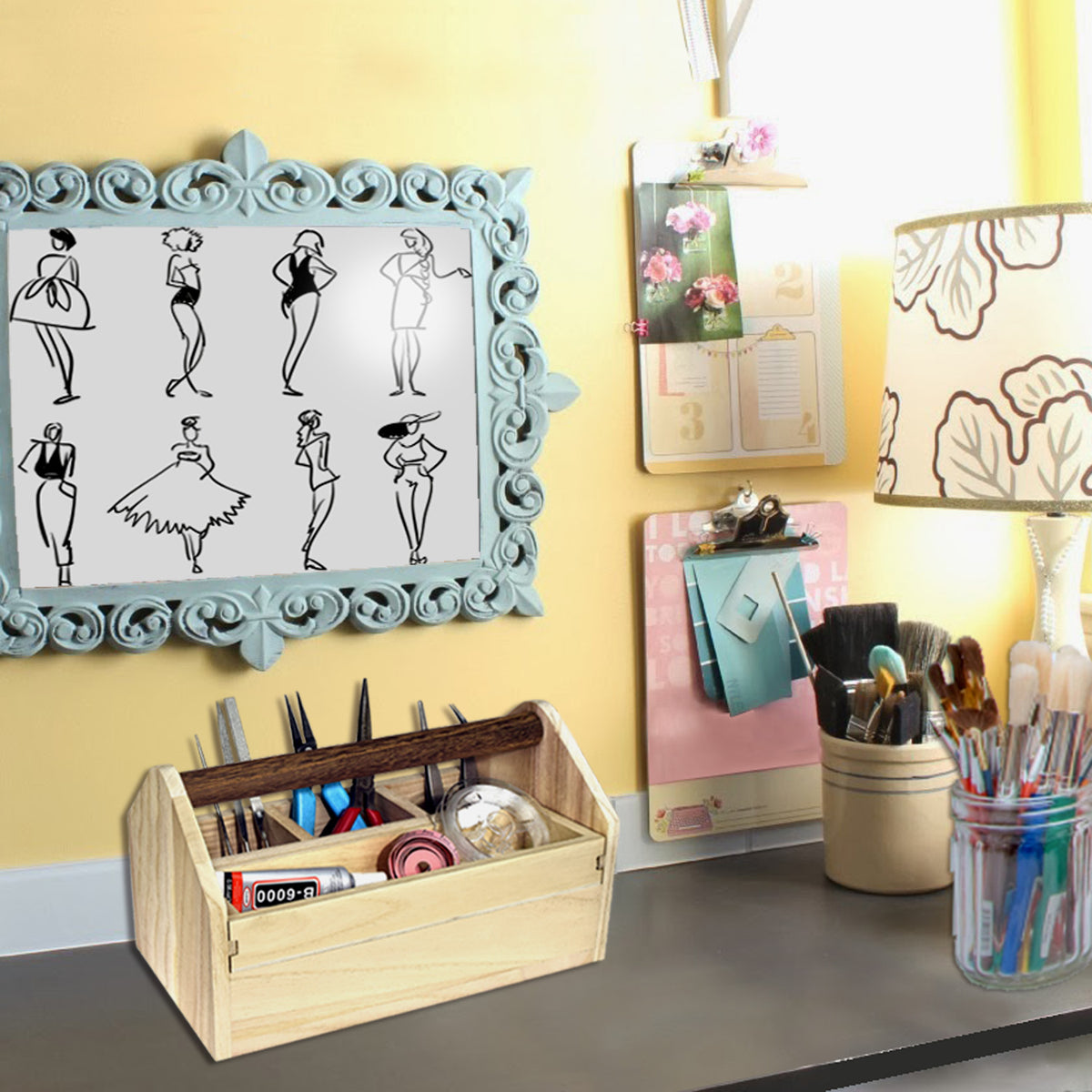 IKEE DESIGN®: Natural Wood Color Wooden Tool Box with Handle - Ikee Design